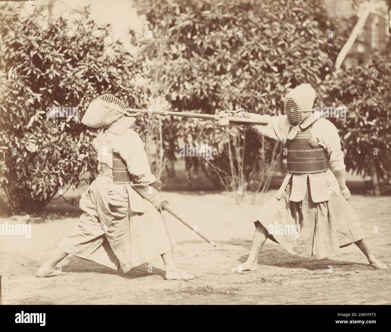 Two men during a Kendo fight in Japan, [...] (title on object), Japan ...
