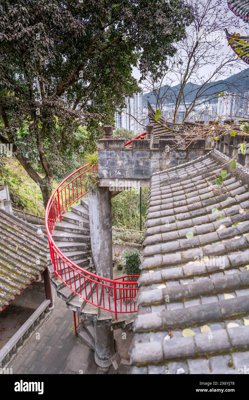 Circular ladder going down in Ciqikou Ancient city, Chongqing, China ...