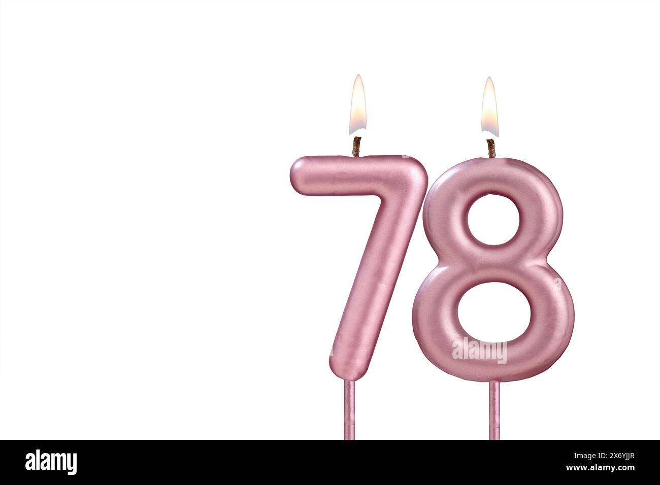 Lit birthday candle - Candle number 78 on white background Stock Photo ...