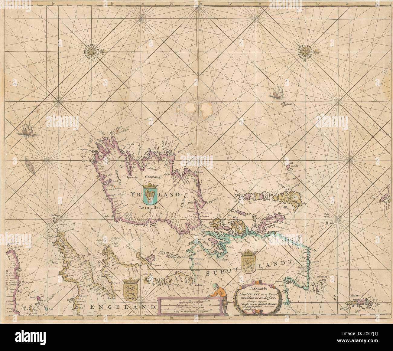 Nautical chart of the sea west of Ireland, Map of Achter Yrlant to ...