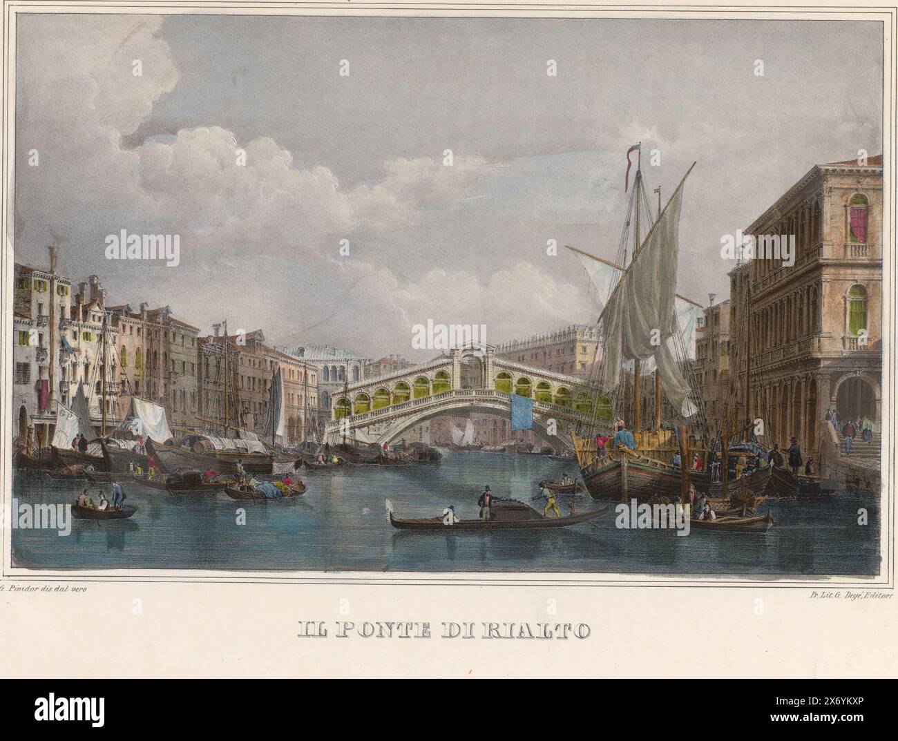 Rialto Bridge in Venice, Il Ponte di Rialto (title on object), View of ...