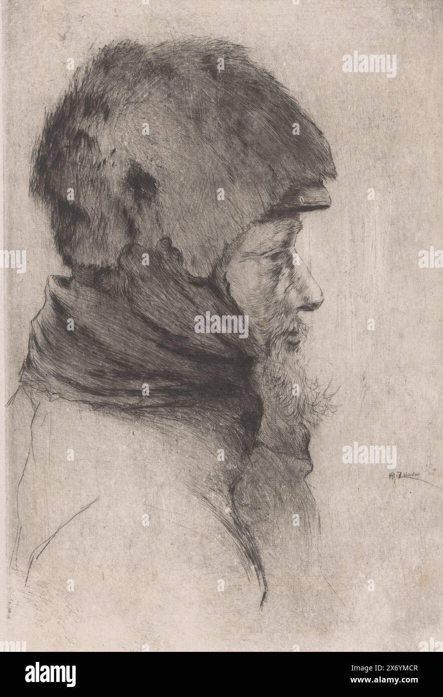 Head of an old man, in profile, Vieux Mendiant (original title), print ...