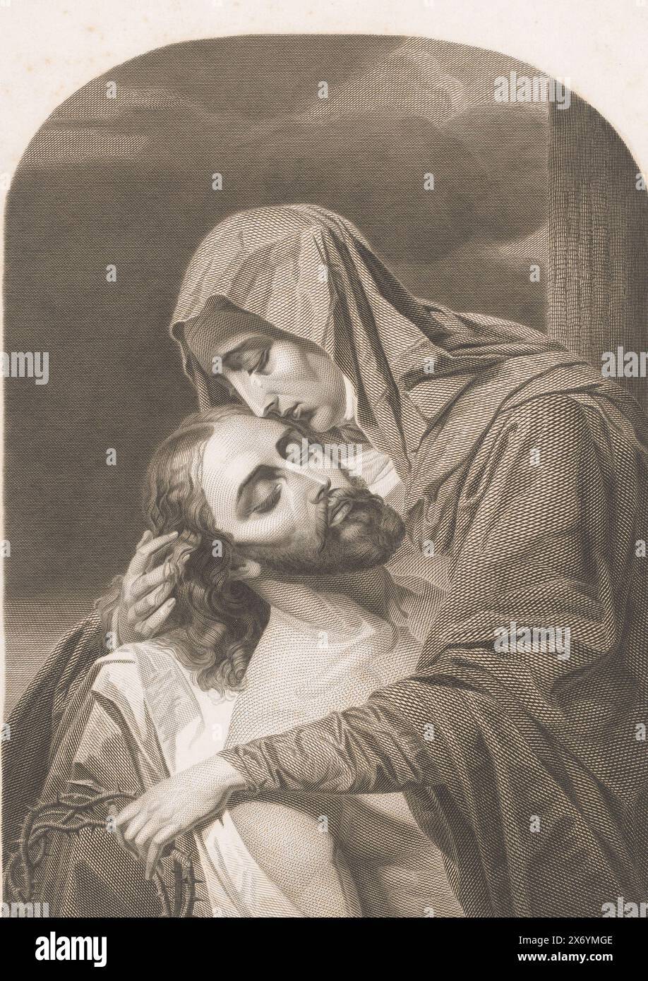 Mary as Mater Dolorosa with the deceased Christ in her arms, Mary holds ...