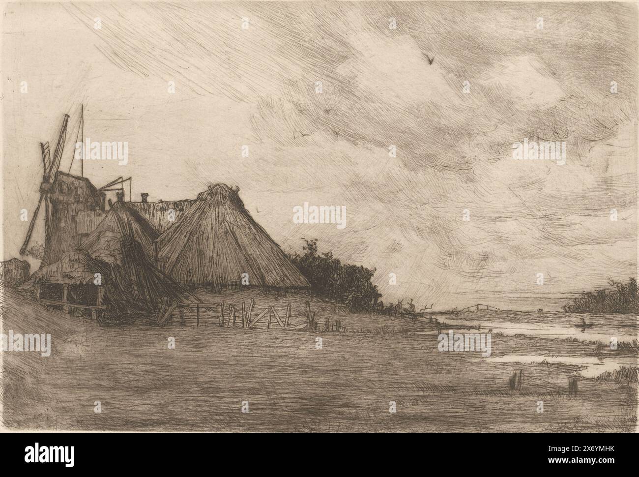 Farm with mill, print, print maker: Benedikt Momme Nissen, publisher ...