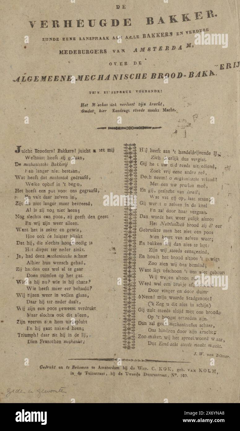 Poem about the General Mechanical Bread Bakery, De Verheugde Bakker ...