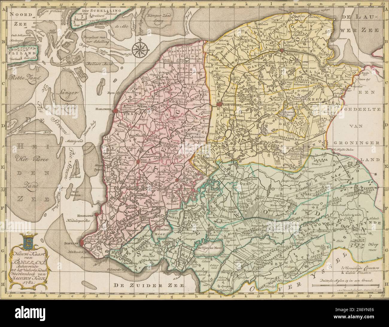 Topographical map of Friesland, 1781, New Map of FRIESLAND (title on ...