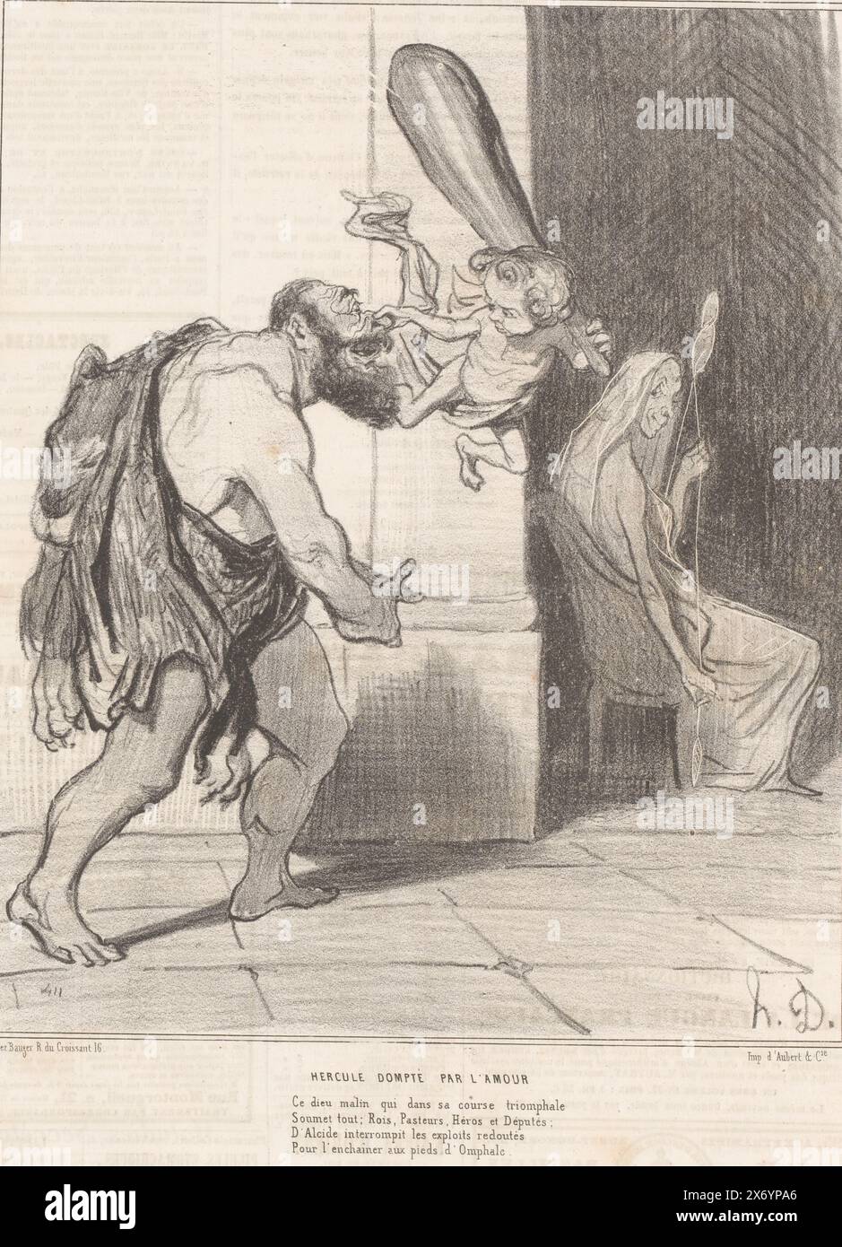 Caricature of Hercules and Omphale, Hercule dompté par l'Amour (title ...