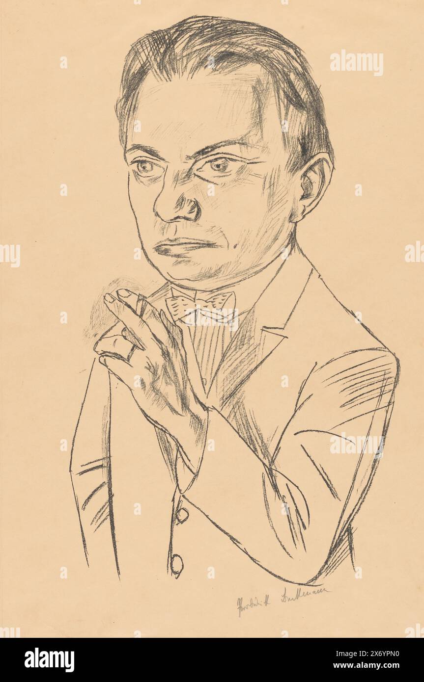 Self-portrait with cigarette, print, print maker: Max Beckmann, (signed ...