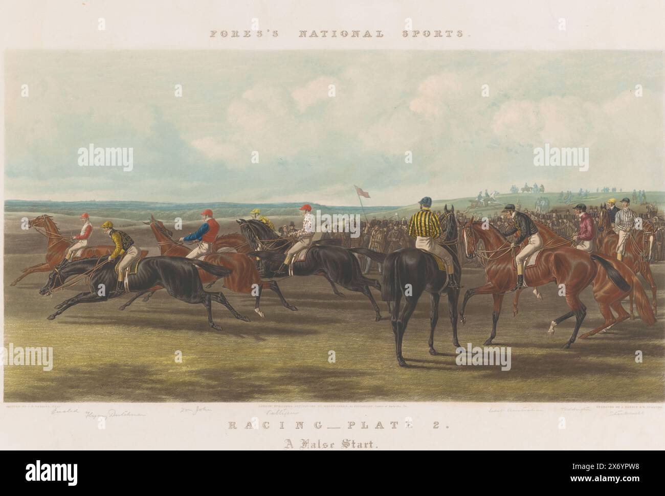 False start in a horse race, Racing - Plate 2. A False Start (title on ...