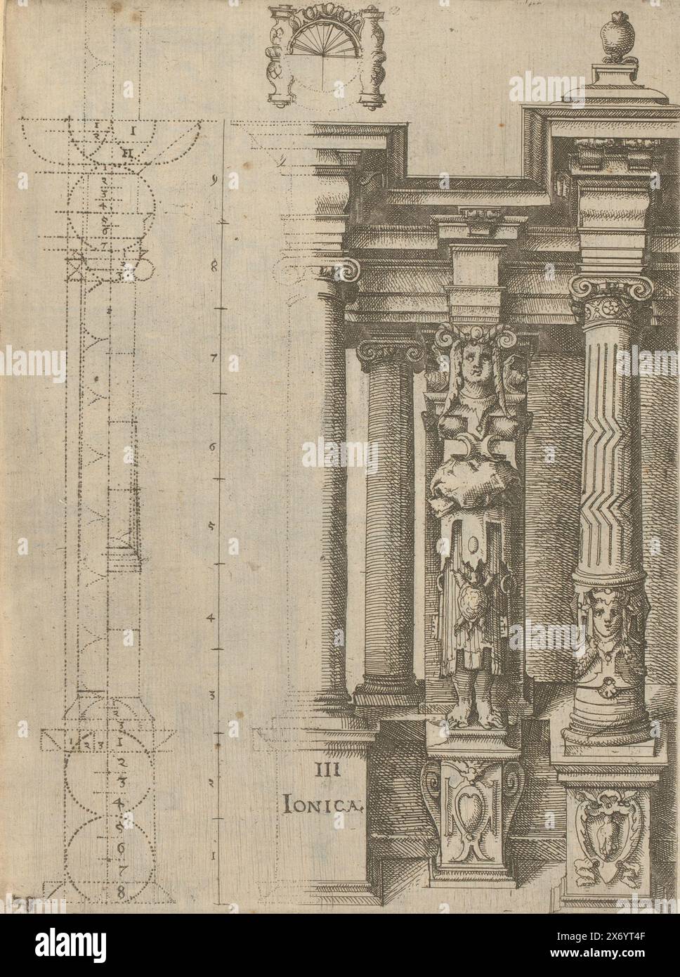 Proportions of the Ionic column order with a caryatid as a pilaster ...