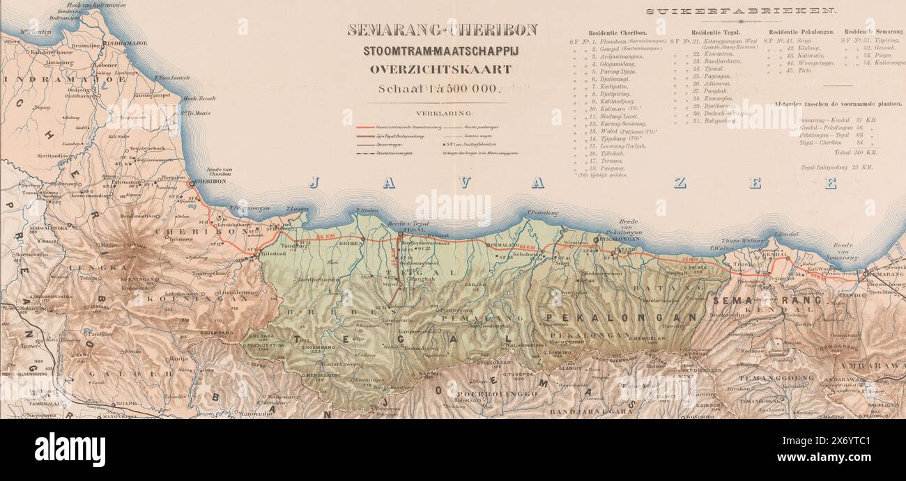 Railway map of the Semarang-Cheribon Steam Tram Company, Semerang ...