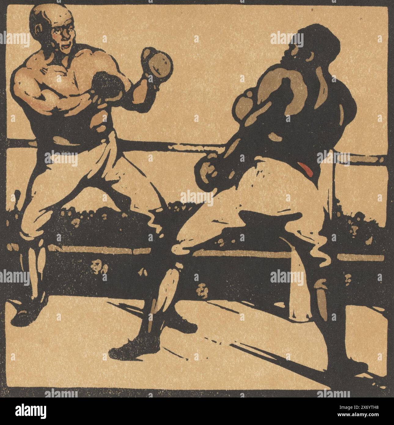 Two boxers in the ring, Les Exercises de Boxe (title on object ...