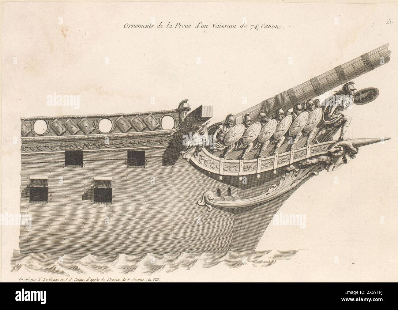 Prow of a sailing ship with figurehead with soldiers, Ornements de la ...