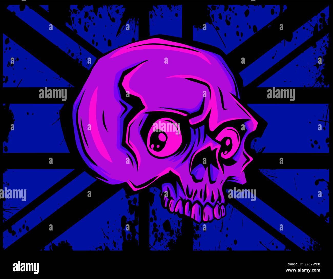 vector illustration of England flag with skull on black background ...