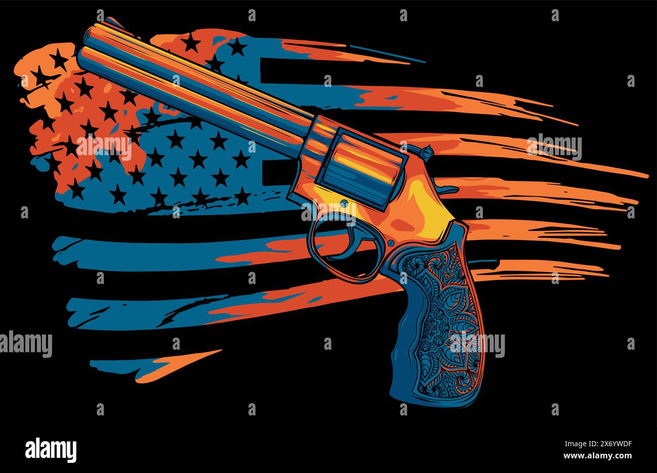 Handgun ammo on black Stock Vector Images - Alamy