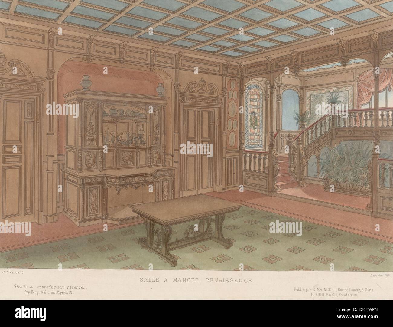 Interior of a dining room, Salle a manger Renaissance (title on object ...