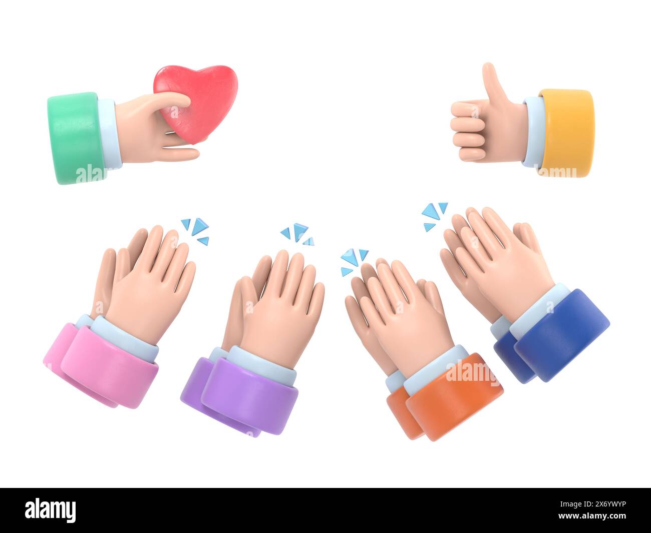 Cartoon Gesture Icon Mockup.Set of people hands clapping, giving likes. Applause, ovation ...