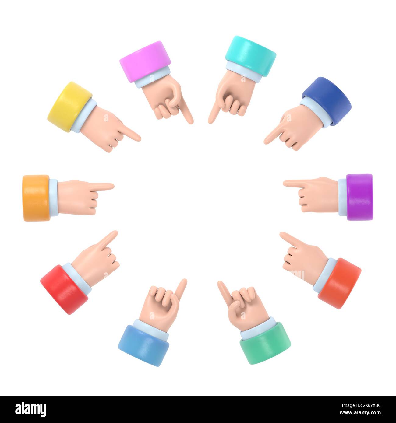 Cartoon Gesture Icon Mockup.Fingers pointing at empty place. Stock flat ...