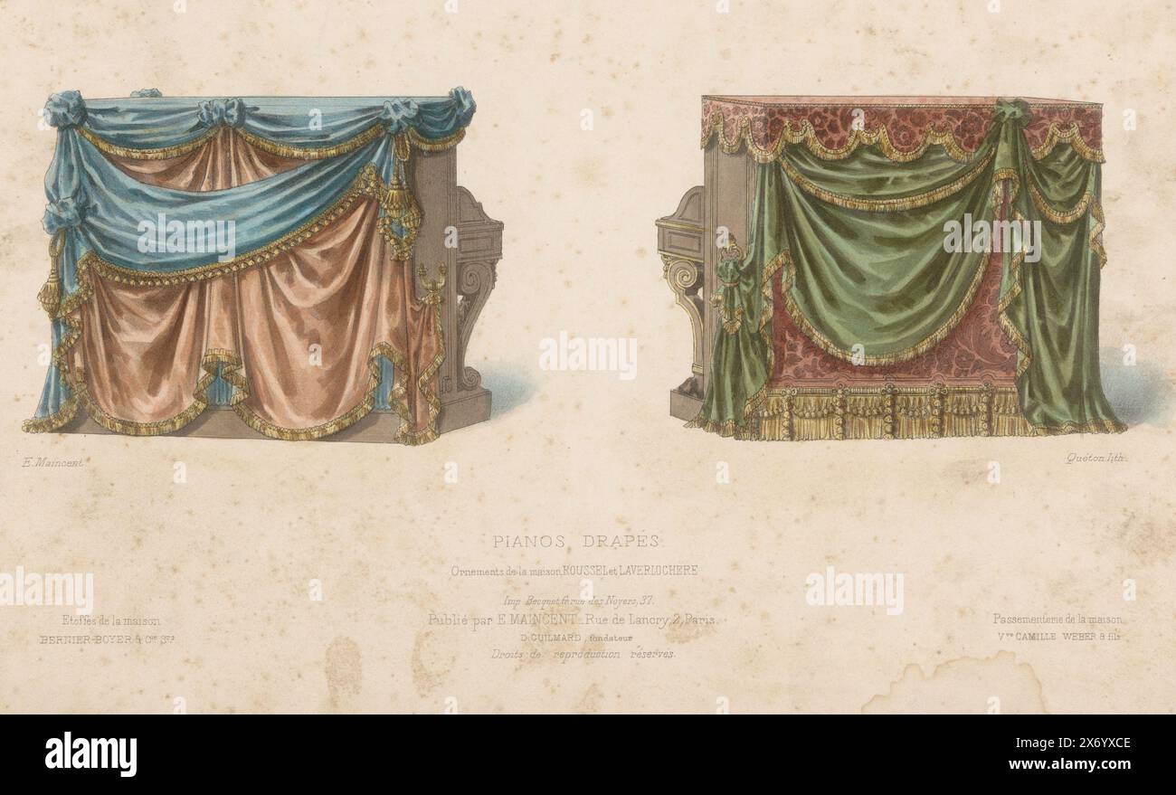 Two pianos with draperies, Pianos drapés (title on object), Le Garde ...