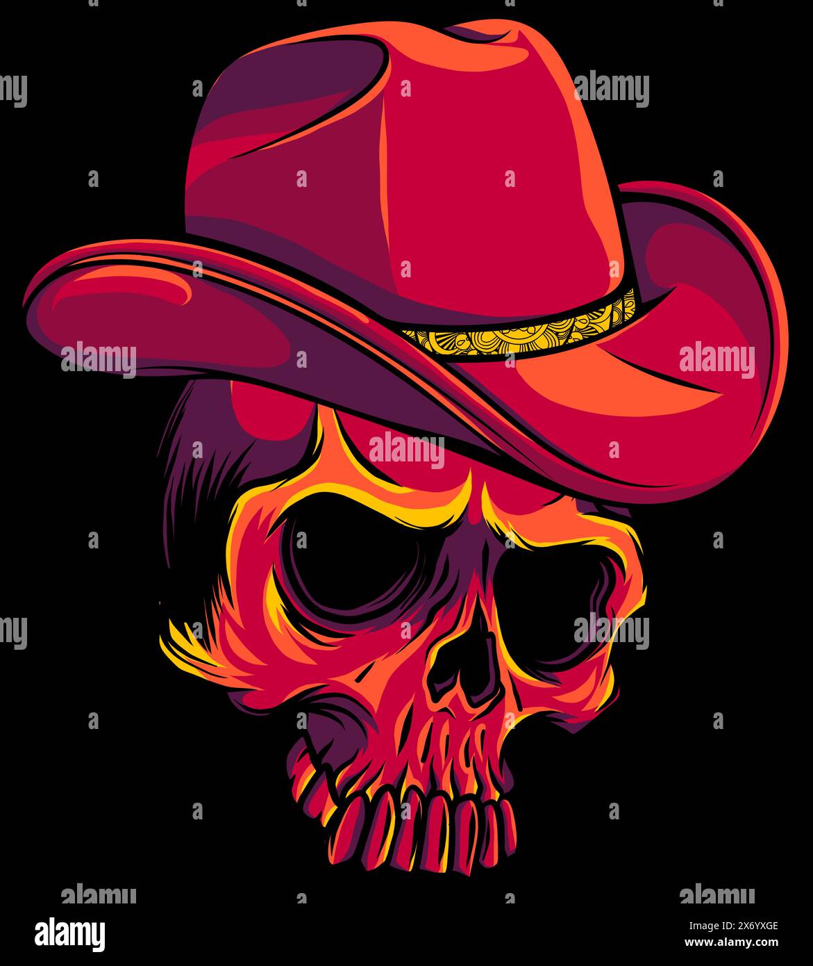 gangster skull head on black background vector illustration design ...