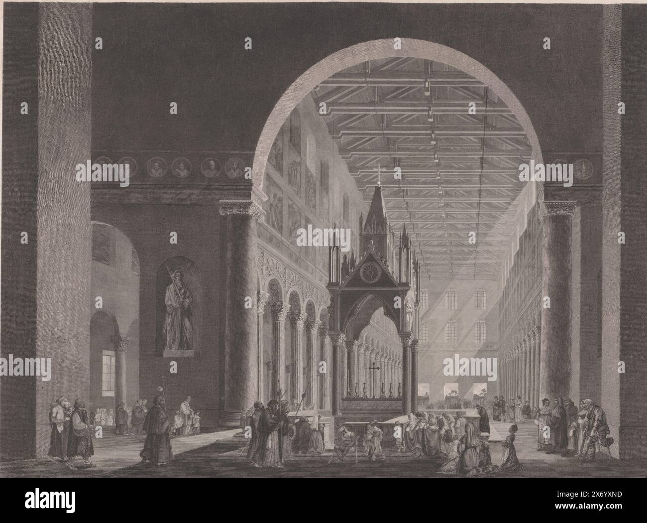 View of the interior of St. Paul's Outside the Walls, in Rome, Inner ...