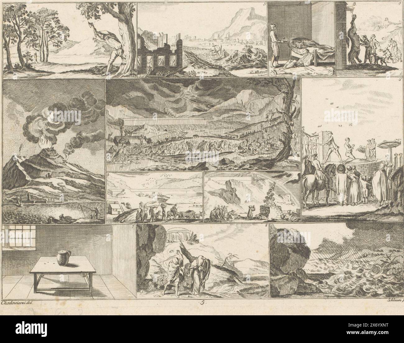 Deluge, surrounded by various representations, Encyclopedic ...