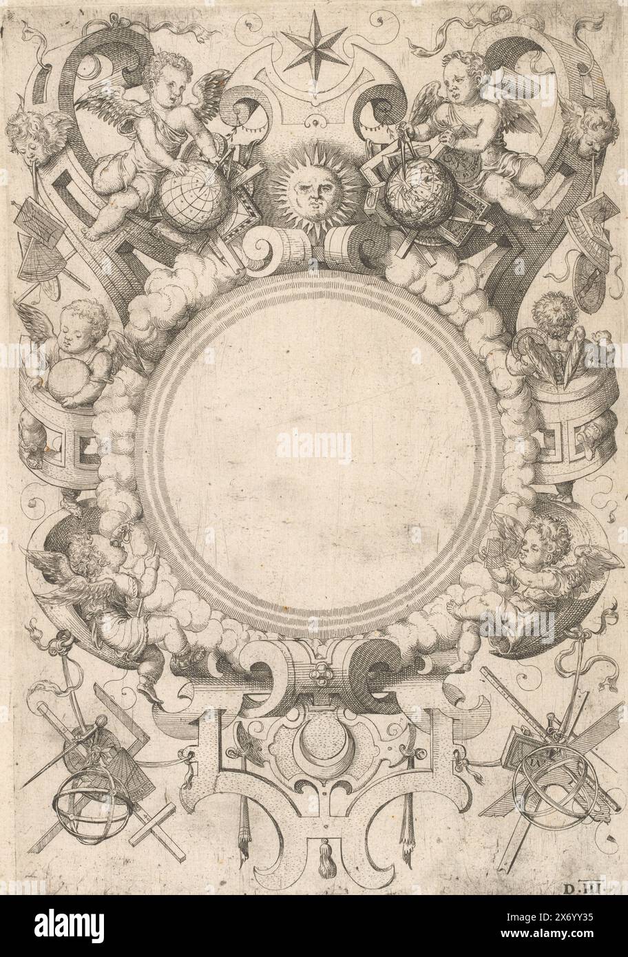 Title page with cartouche Heaven, Coelum, Der Himel, Dodecaedron, Title ...
