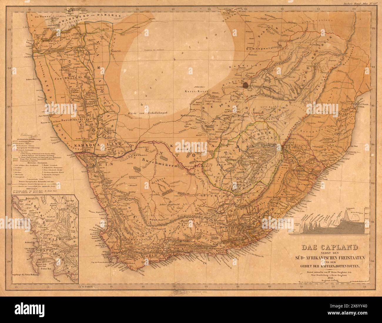 Map of South Africa with the former Cape Colony, Das Capland nebst den ...