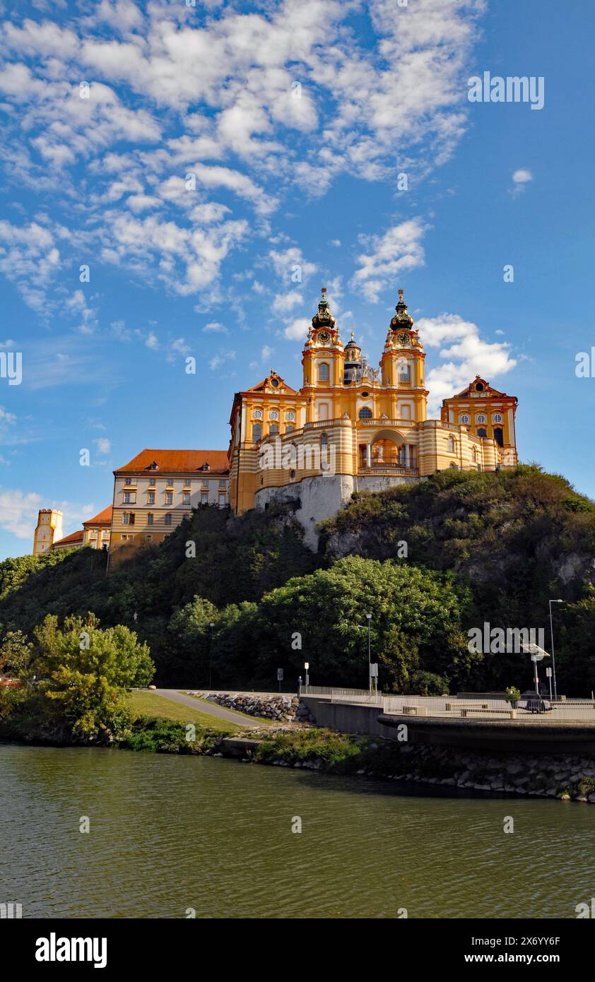Historic Melk Abbey, a Wachau Valley landmark, sits on an outcrop above ...