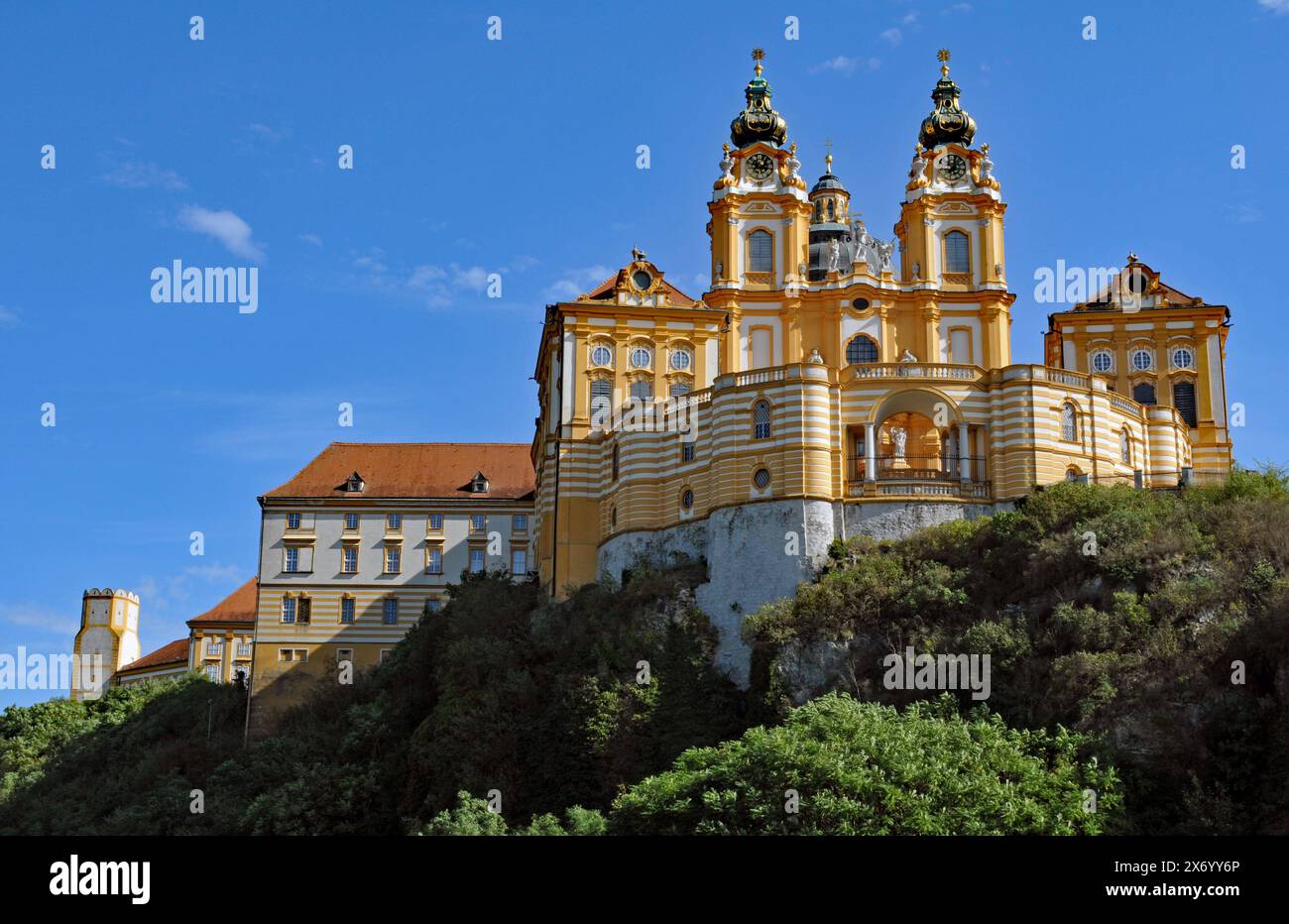 Historic Melk Abbey, a Wachau Valley landmark, sits on an outcrop above ...