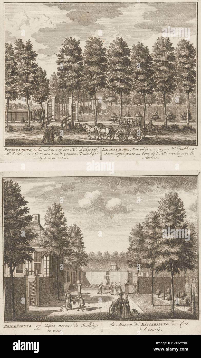 Two views of the country estate of Reigersburg, Reigers Burg, the ...