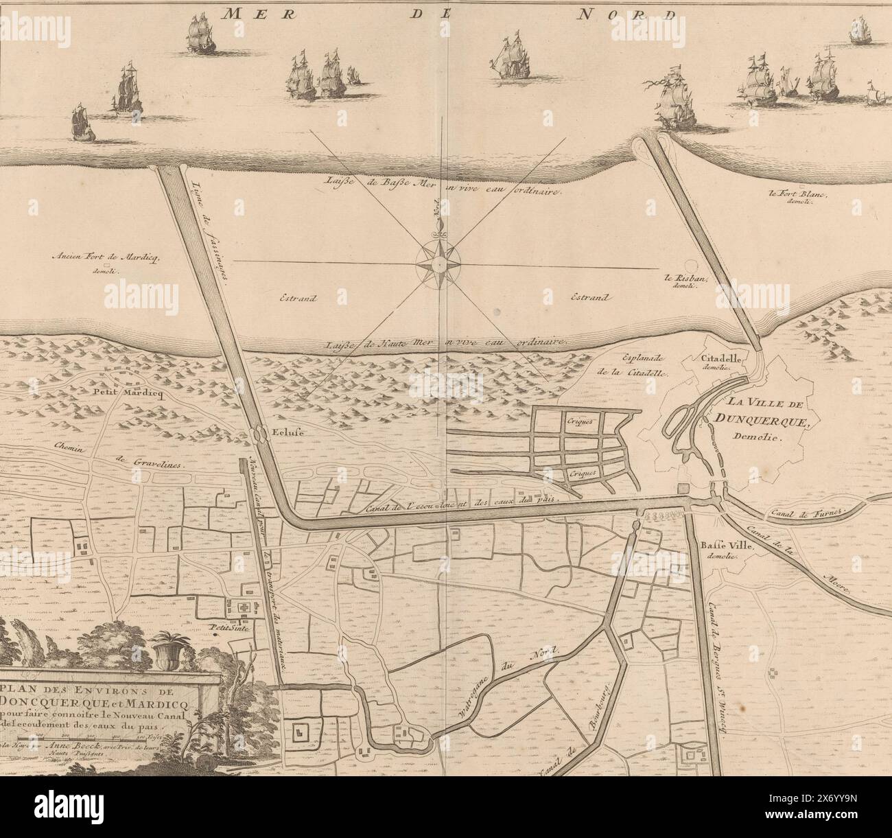 Map of the canals of Dunkirk, Plan des environs de Doncquerque et ...