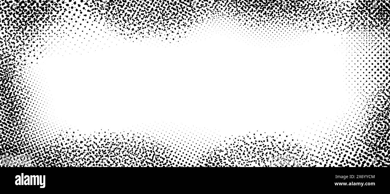 Splayed grunge texture frame. Halftone dotted edge border for poster ...