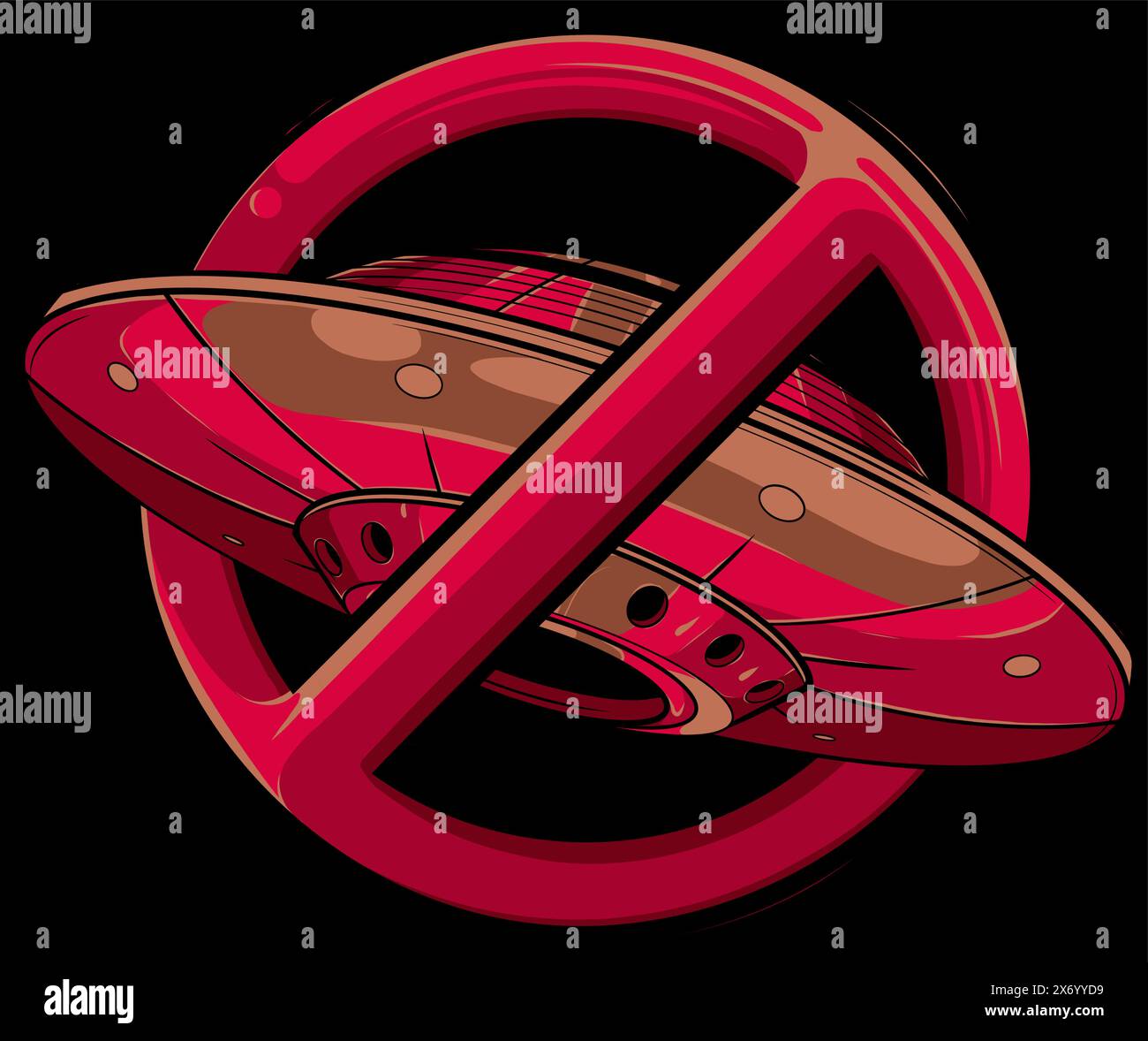 No UFO symbol design illustration. Forbidden sign with spaceship and ...