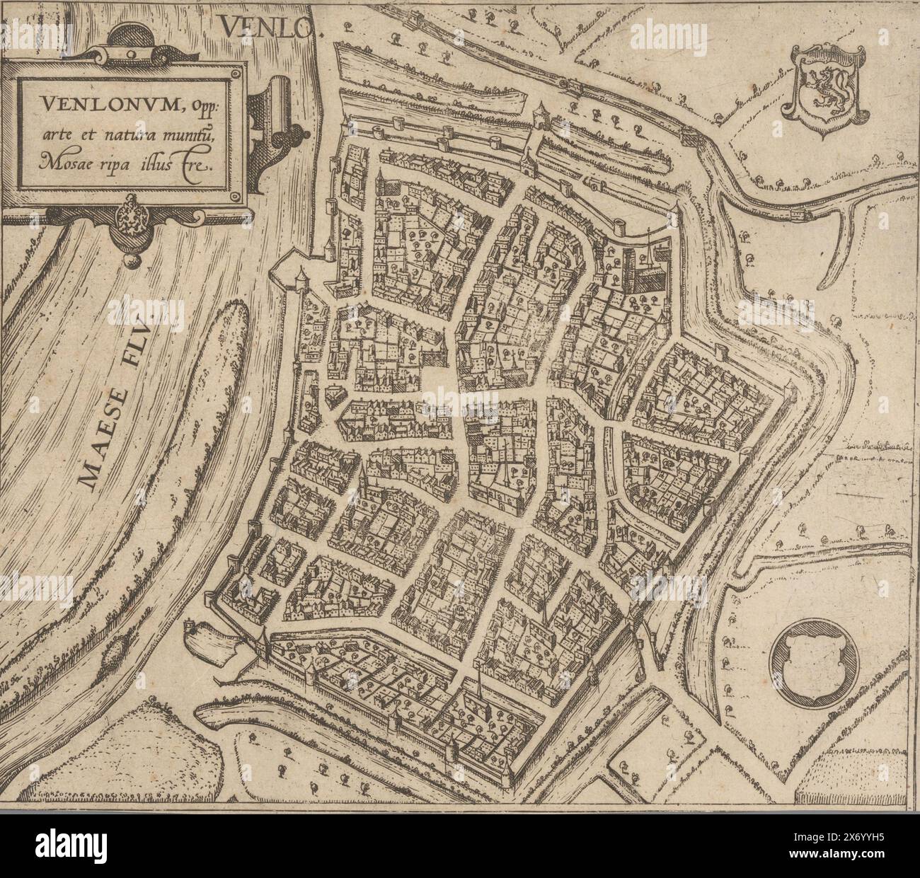 Map of Venlo, Venlonum, opp: arte et natura munitu, Mosae ripa issus ...