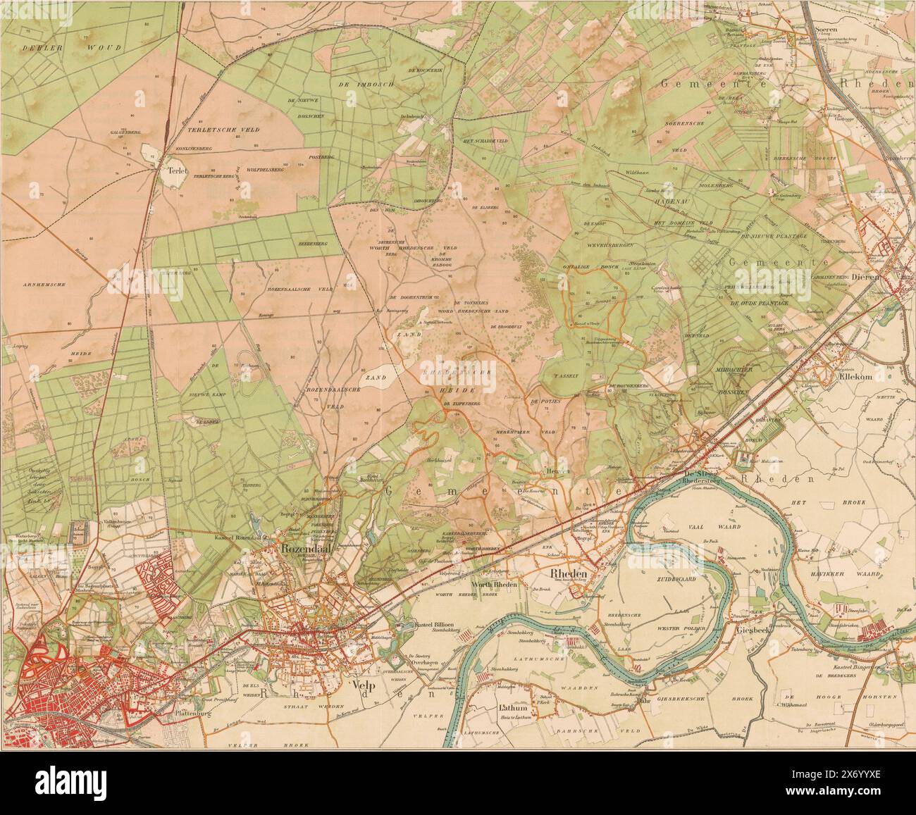 Map of the Arnhem area, print, print maker: anonymous, 1929 - 1939 ...