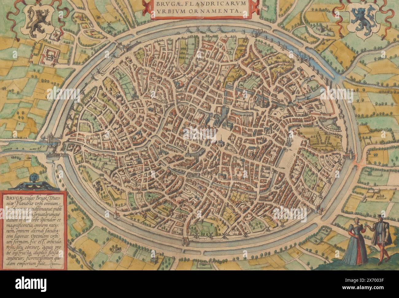 Map of Bruges, Brugae, Flandricarum urbium ornamenta (title on object ...
