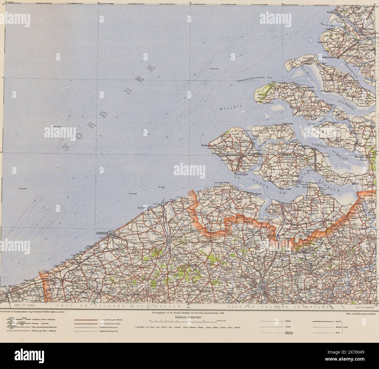Map of Zeeland and part of Flanders, Overview of Mitteleuropa. Ghent ...