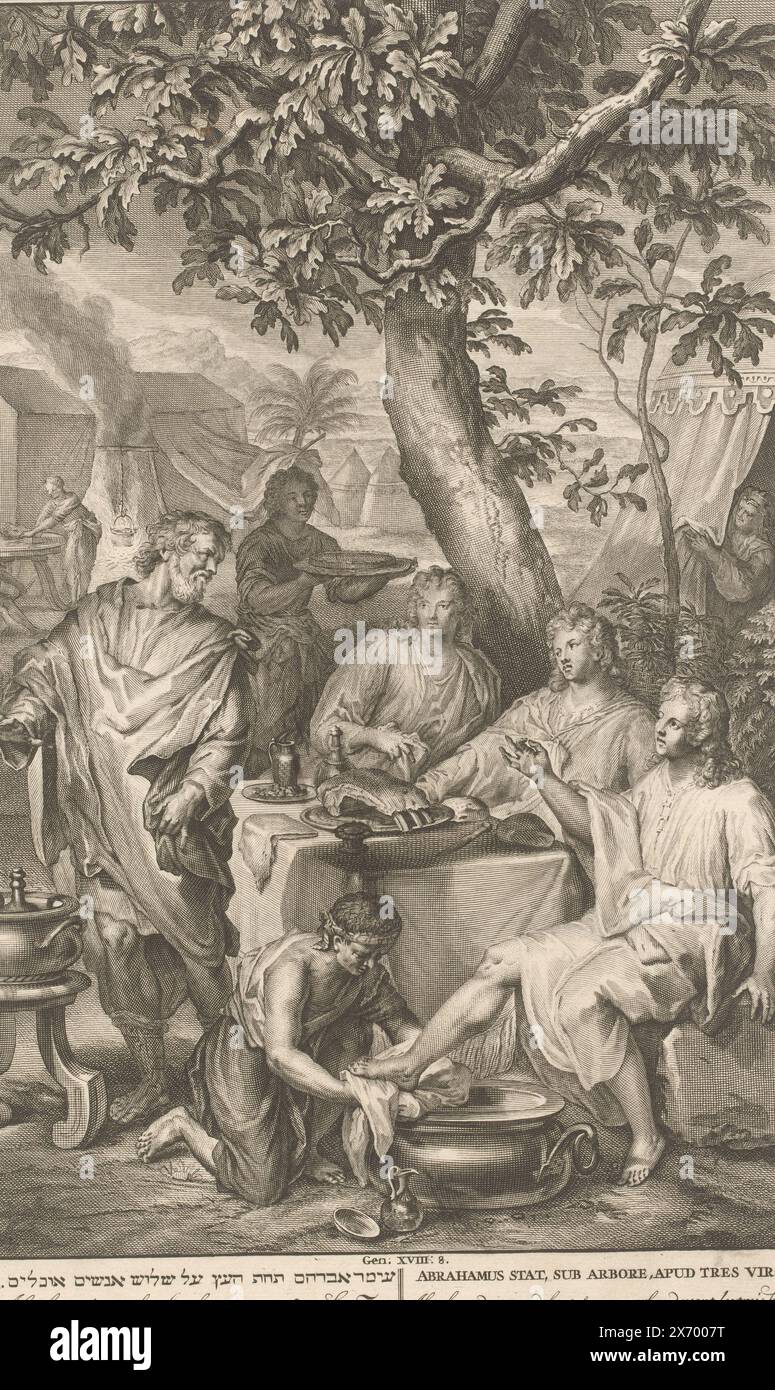 Abraham receives the three angels, At the oak grove of Mamre three men ...