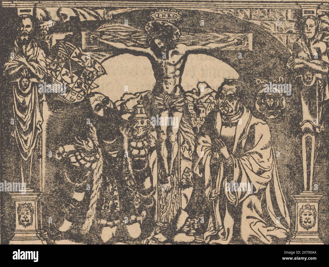 Elector of Saxony and Martin Luther with Christ on the cross, John the ...