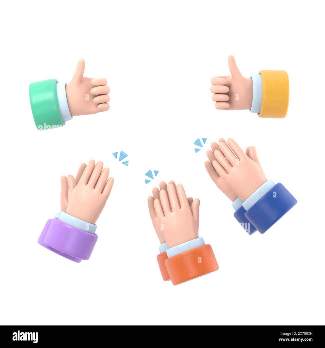 Set of people hands clapping, giving likes. Applause, ovation ...