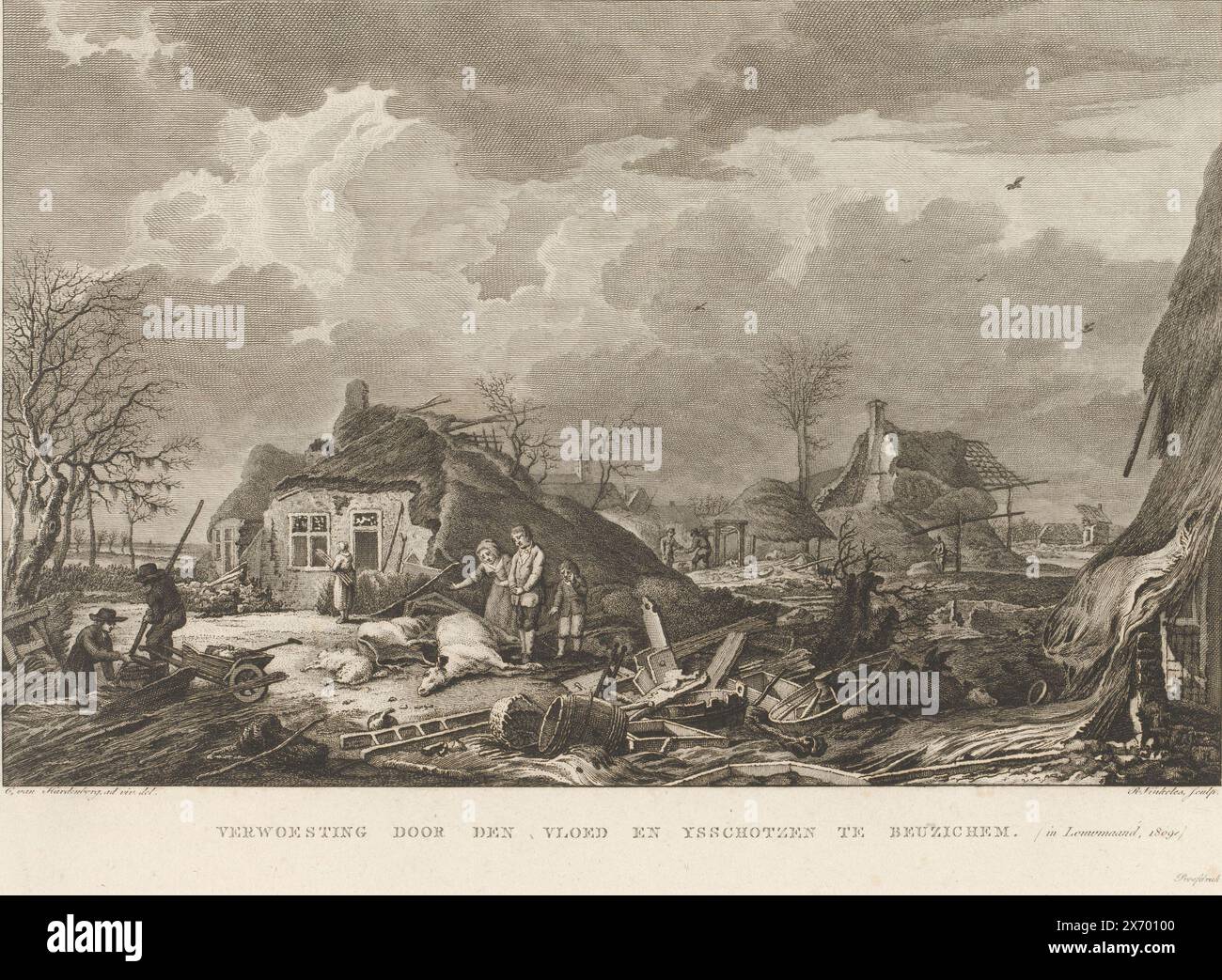 Devastation in Beusichem, 1809, Destruction by the flood and ice floes ...