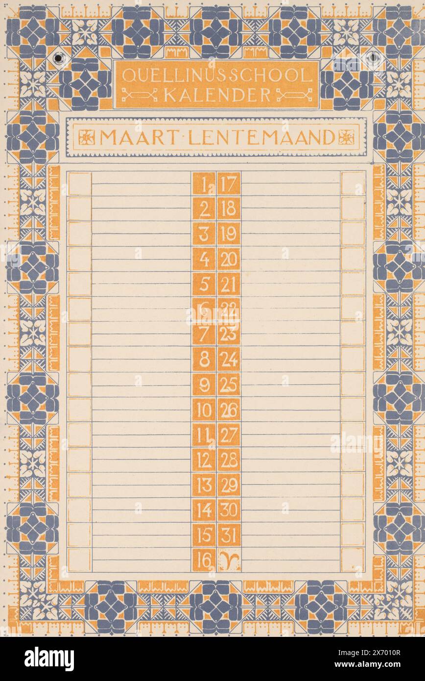 Calendar sheet for the spring month, March, from a calendar of the ...