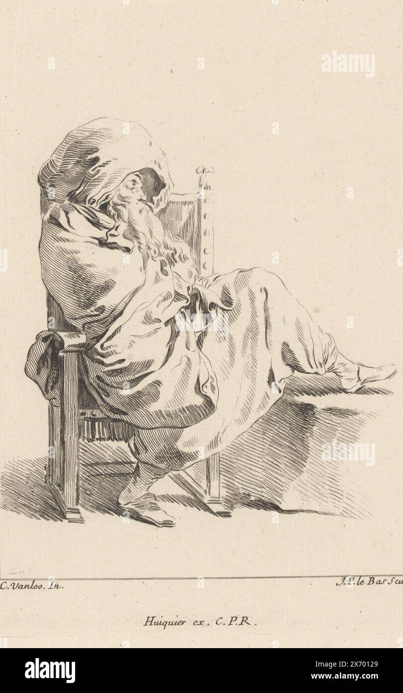 Seated man with foot on a raised platform, Collection of various ...