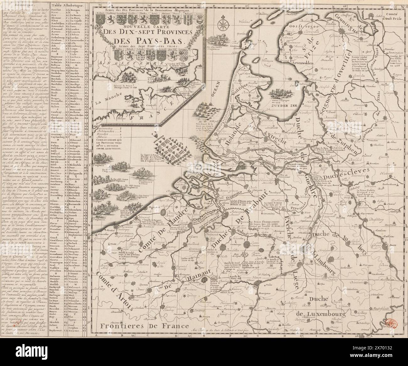 Map of the Seventeen Provinces, Nouvelle carte des dix-sept provinces des Pays-Bas (title on ...