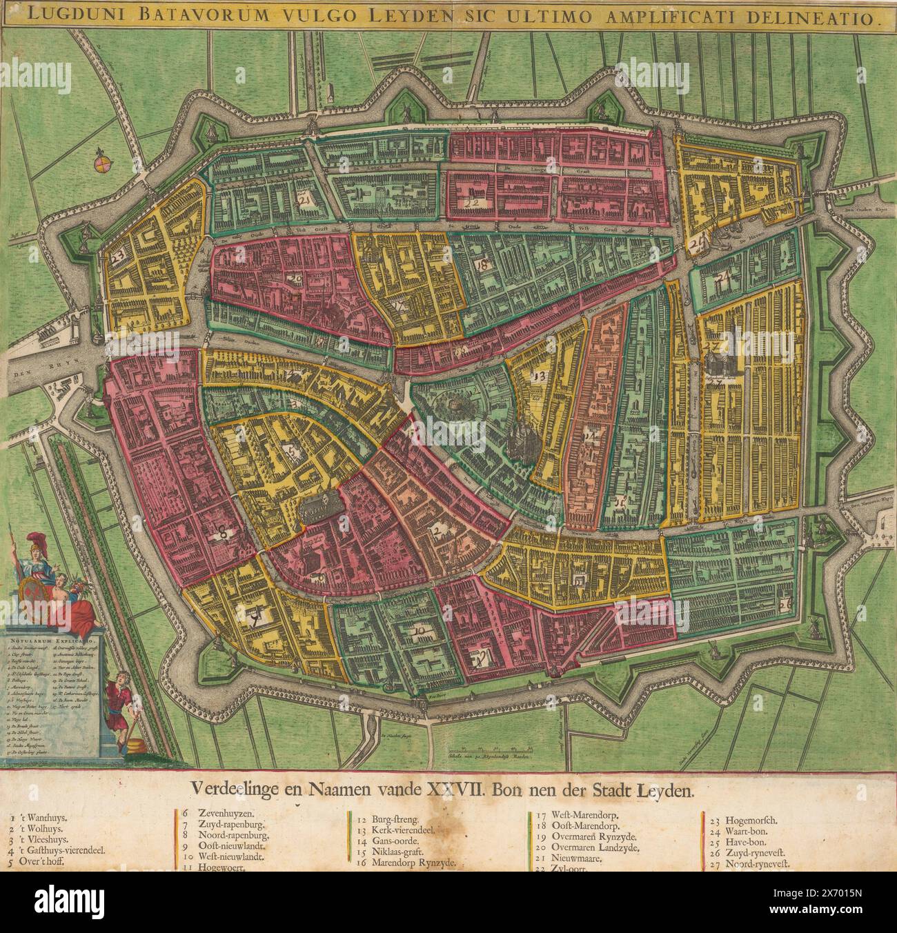 Map of Leiden with receipt layout, Ludguni Batavorum vulgo Leyden sic ...