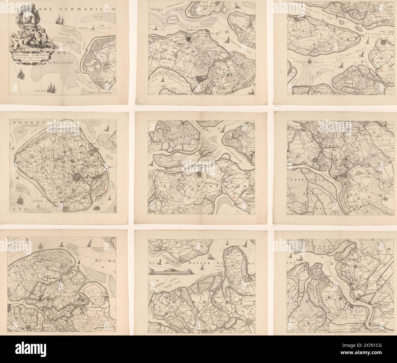 Map of Zeeland, consisting of nine parts, Zelandiae Comitatus novissima ...