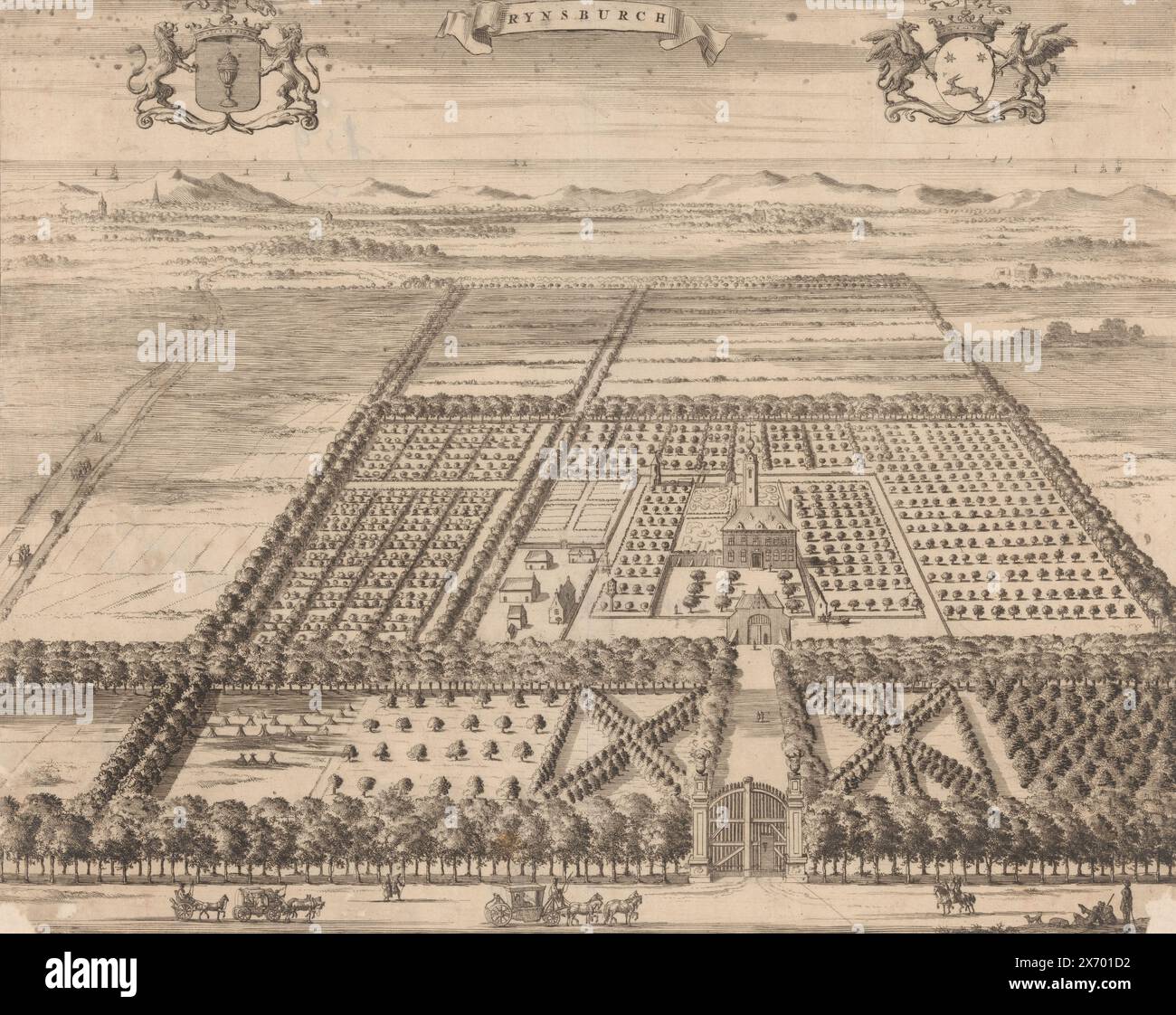 View of the Rijnsburg country estate, Rynsburch (title on object), View ...