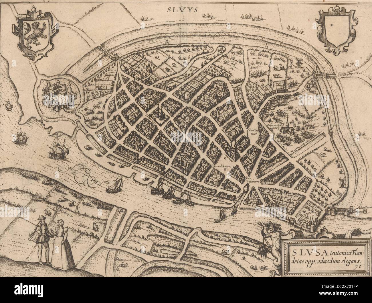 Map of Sluis, Sluys, Slusa teutonicae Flandriae opp: admodum elegans ...