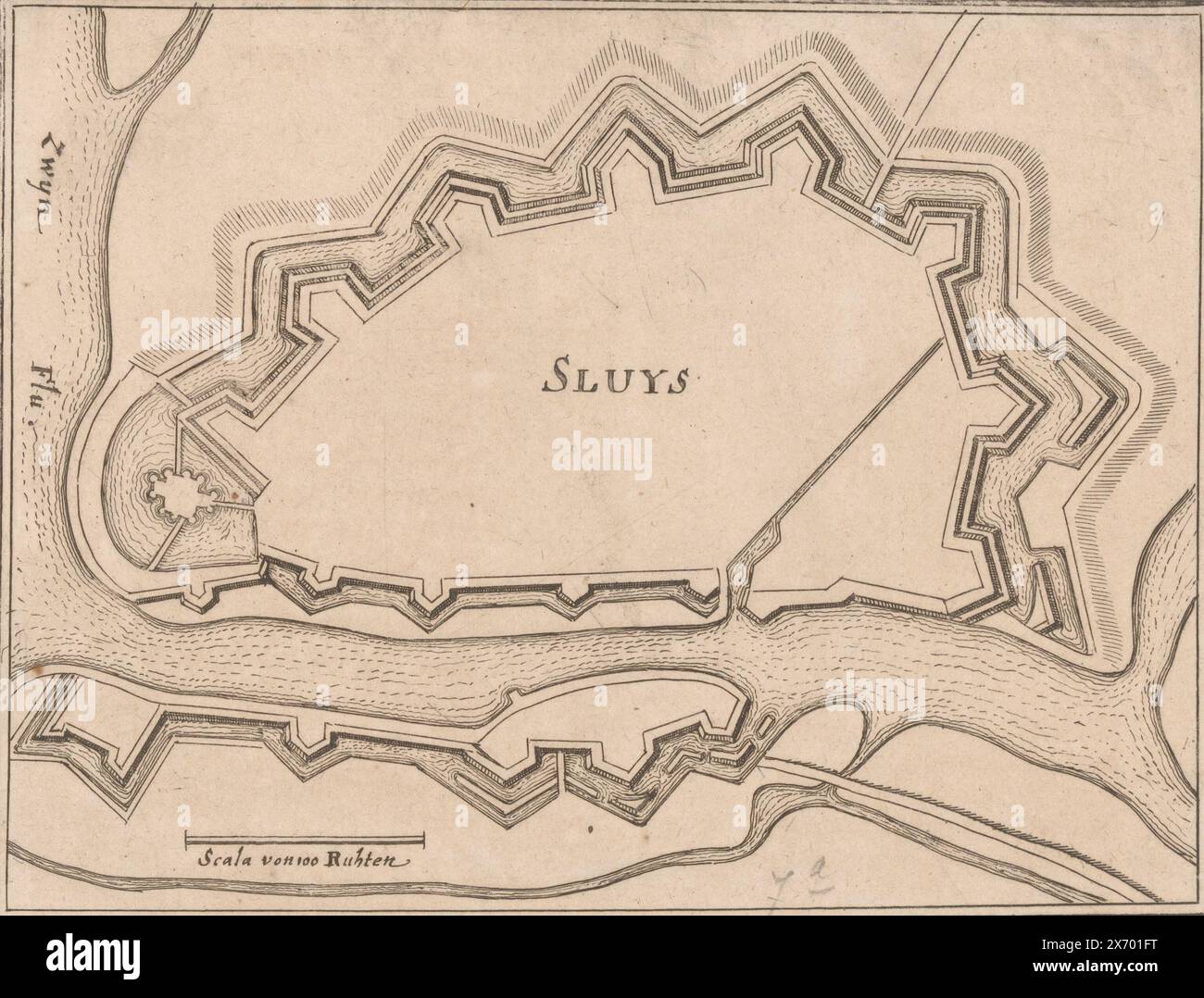 Fortress map of Sluis, Sluys (title on object), Fortress map of Sluis ...